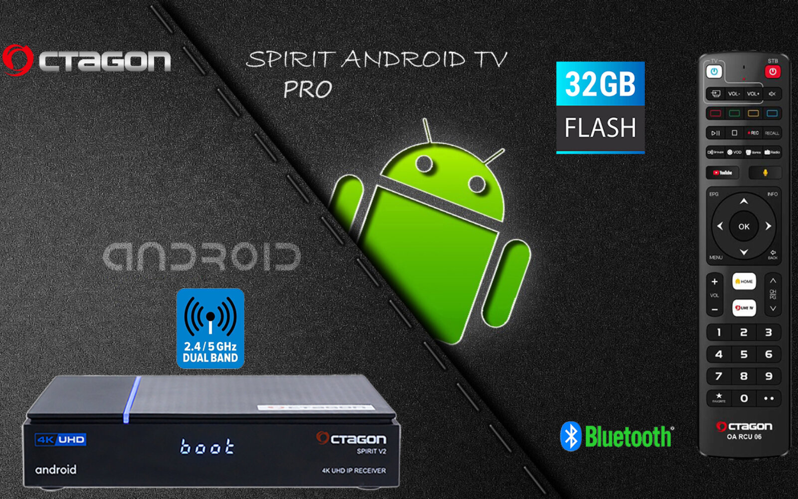 Octagon Spirit PRO 4K UHD HDR10+ Android TV Box - Jetzt entdecken!, 113,00